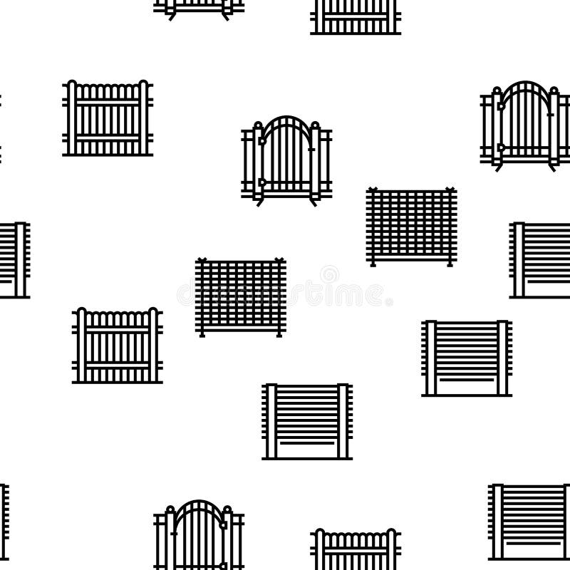 Fence and Gate Exterior Security Onboarding Icons Set Vector Stock ...