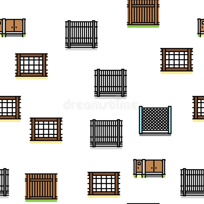 Fence and Gate Exterior Security Vector Seamless Pattern Stock Vector ...