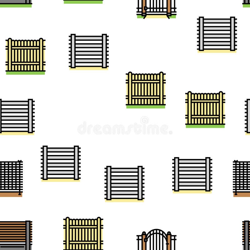Fence and Gate Exterior Security Vector Seamless Pattern Stock Vector ...