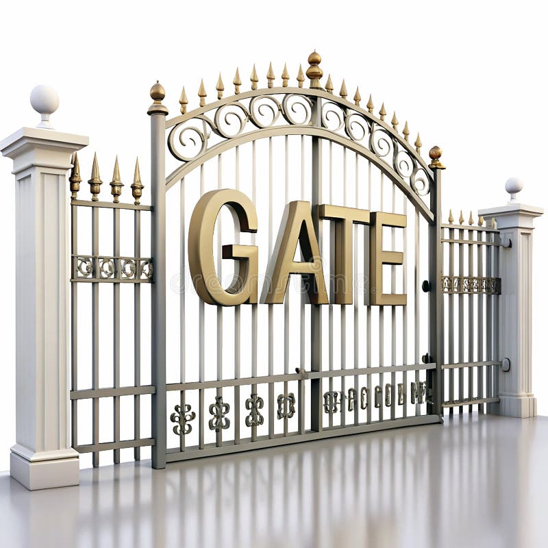 Fence and Gate Text on White Stock Illustration - Illustration of gate ...