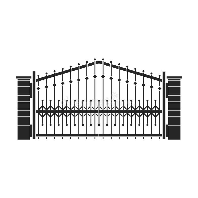Fence Gate Vector Icon.Black Vector Icon Isolated on White Background ...