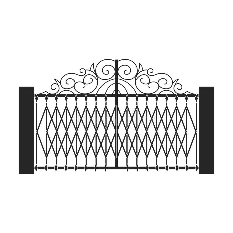 Fence Gate Vector Icon.Black Vector Icon Isolated on White Background ...