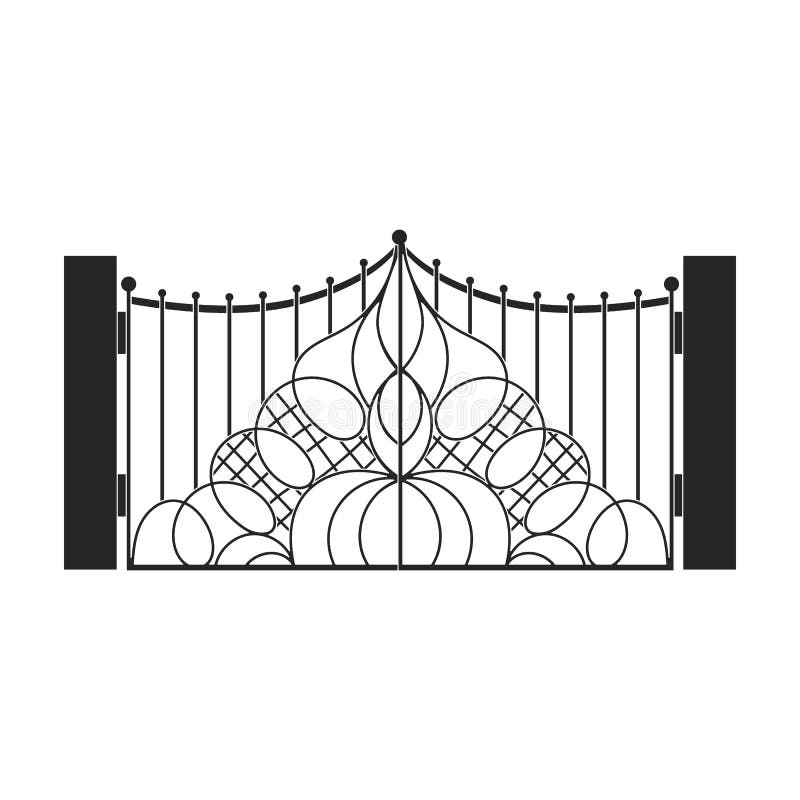 Fence Gate Vector Icon.Black Vector Icon Isolated on White Background ...
