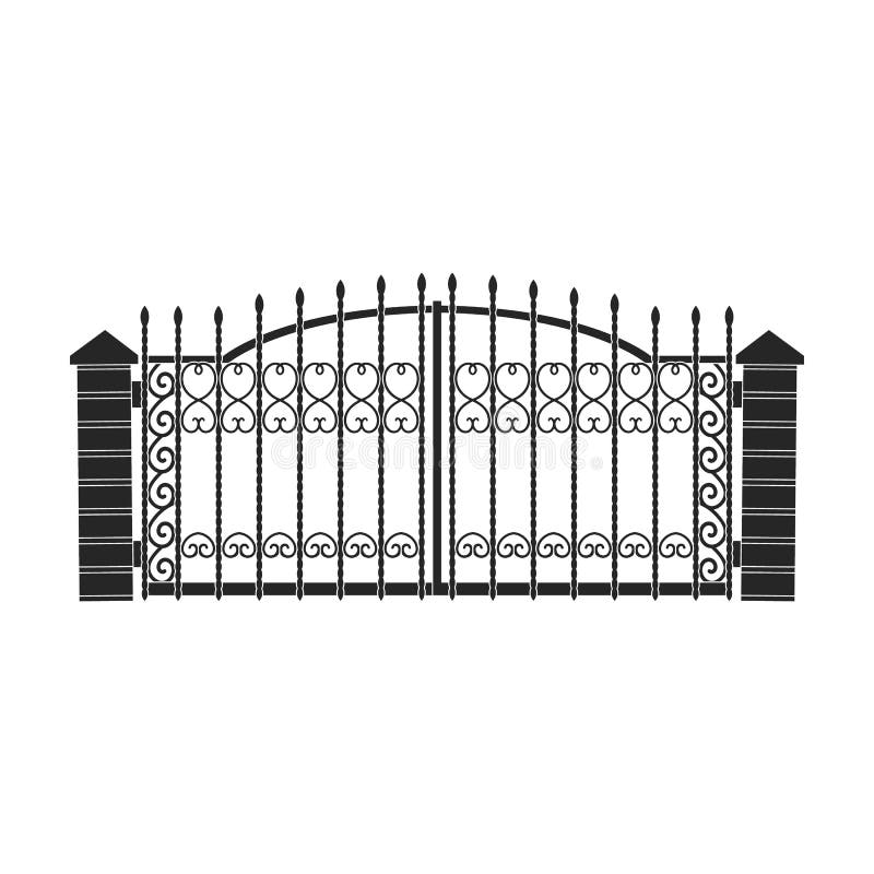 Fence Gate Vector Icon.Black Vector Icon Isolated on White Background ...