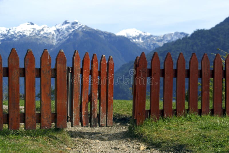 Fence Half Open in the Top of the Hill Stock Image - Image of light ...