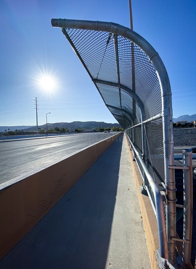 A Fence is Installed on the Sidewalk on the Bridge. Stock Image - Image ...