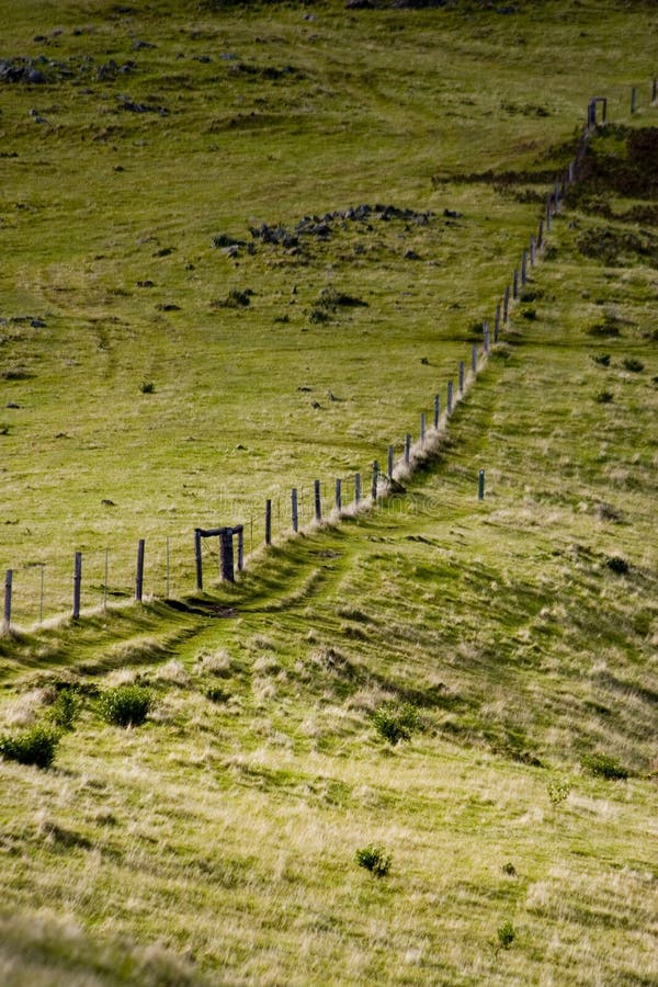 Fence line stock photo. Image of barbed, steep, meadow - 1165992
