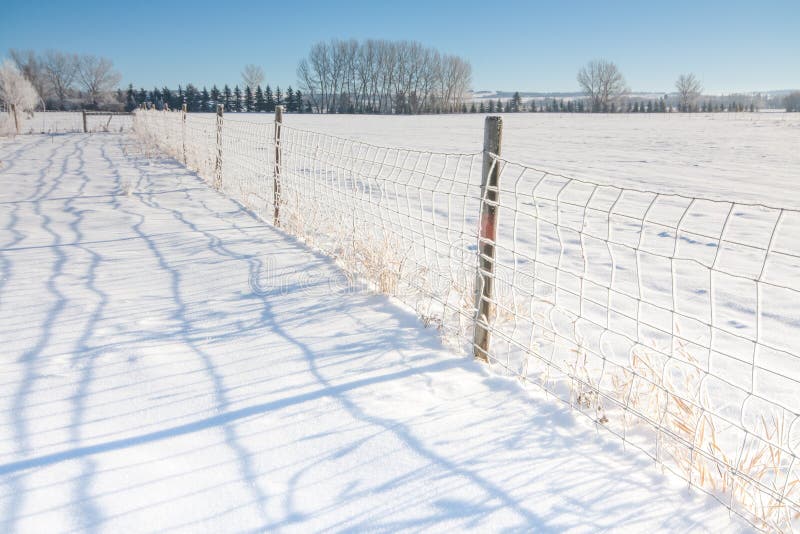 Fence Line Landscape in Snow Stock Photo - Image of boundary, december ...