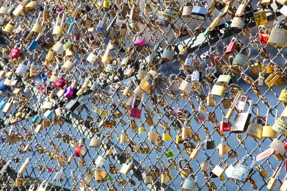 A Fence with Many Locks on it Bridge in Paris Editorial Image - Image ...