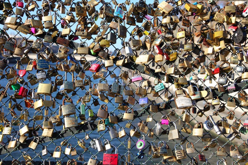 A Fence with Many Locks on it Bridge in Paris Editorial Stock Image ...