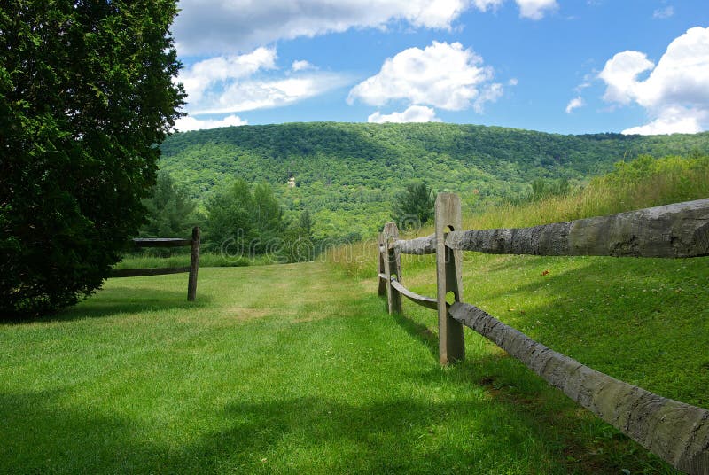 Fence in a meadow stock photo. Image of hill, wood, trees - 2798458