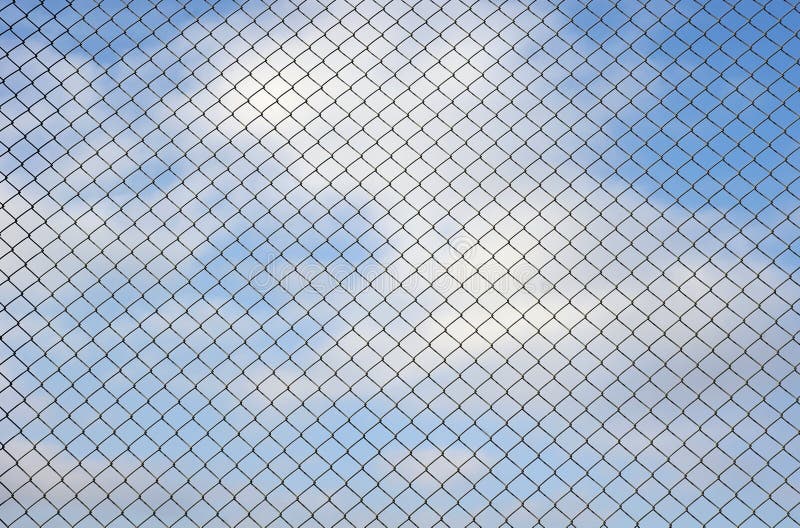 Fence Metallic Net and Cloudy Sky Stock Photo - Image of chain, iron ...