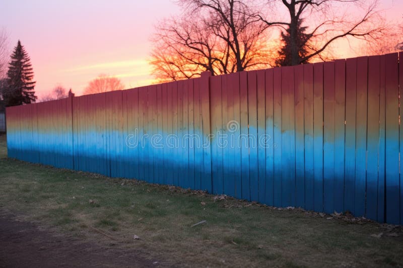 Fence Painting with a Color Gradient or Ombre Effect Stock Illustration ...