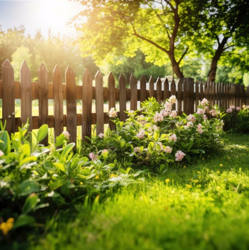 Fence in the Park Fence in the Garden White Fence and Grass Stock ...