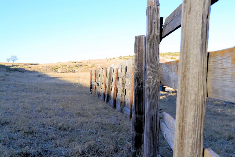 Fence on plains stock image. Image of wood, hill, post - 47517783