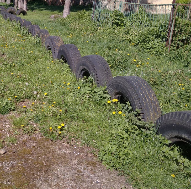 The Fence on the Playground is Made of Old Stock Image - Image of used ...