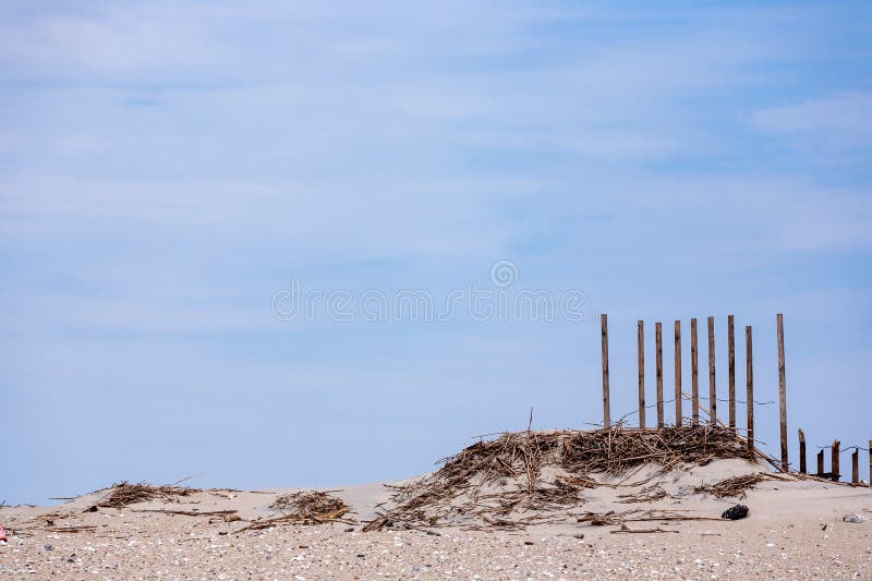 Fence for Protection of the Dunes at the Beautiful Natural Beach Stock ...