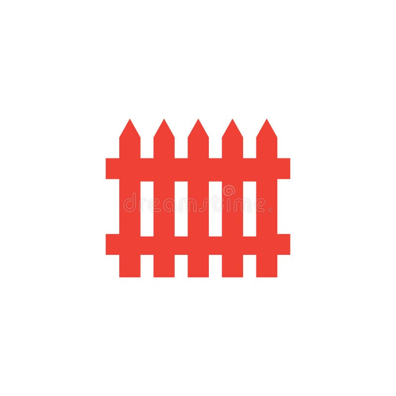 Fence Red Icon on White Background. Red Flat Style Vector Illustration ...