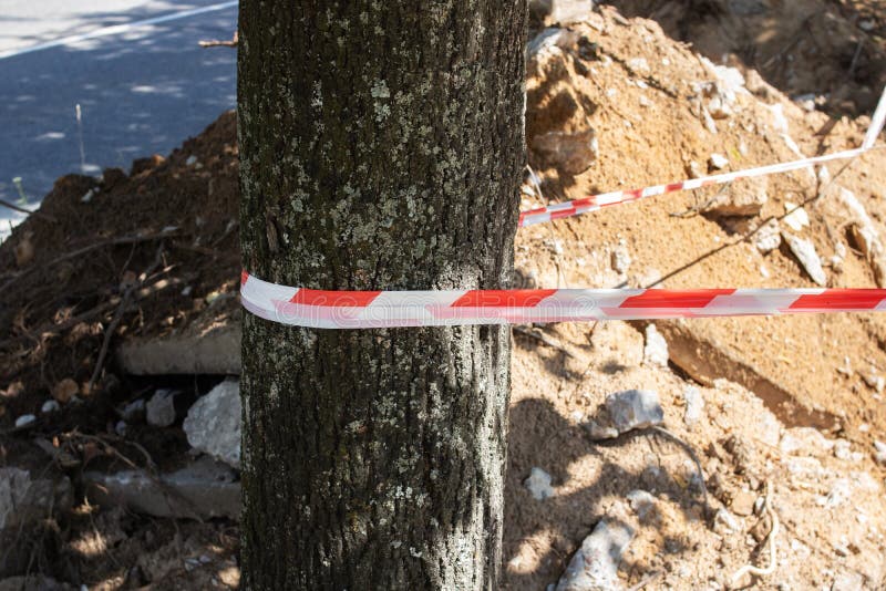 Fence Red Tape at the Construction Site Stock Photo - Image of danger ...