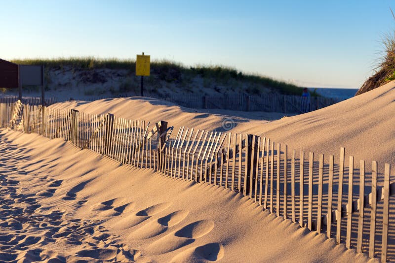 Fence on Sand Dune Near the Atlantic Ocean, Cape Cod, USA Stock Image - Image of cape, scenic ...