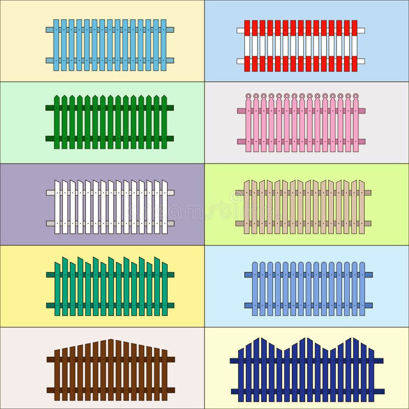 Fence Section, Different Kinds. Stock Vector - Illustration of ...