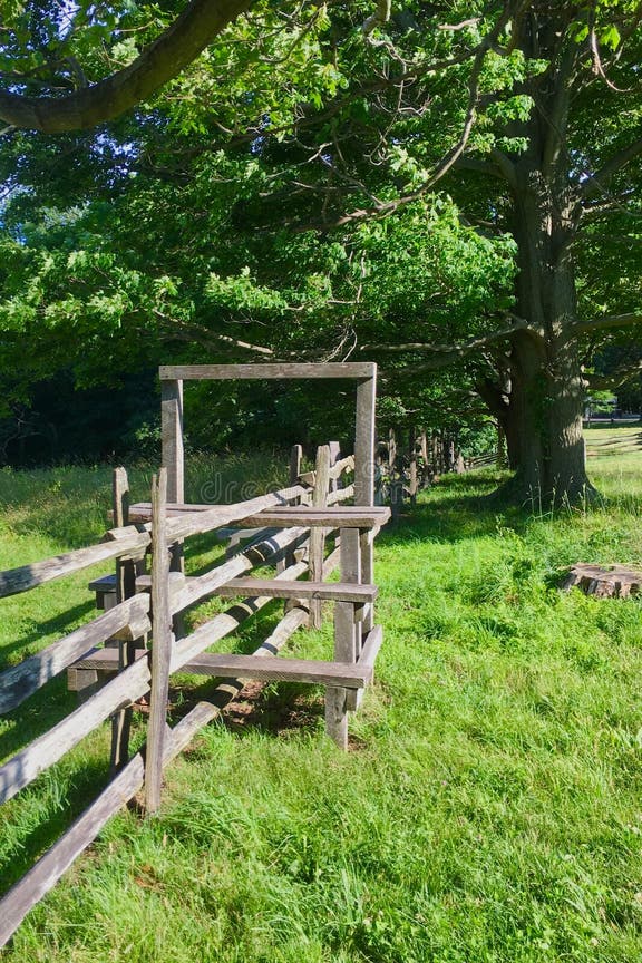 The Fence and Stile in the Farm Stock Image - Image of outdoor ...