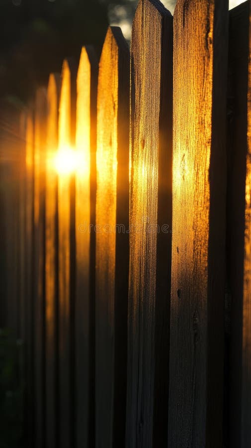 A Fence with a Sun Shining on it Stock Illustration - Illustration of ...