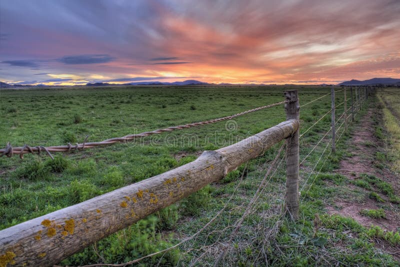 Fence Sunset stock image. Image of field, meadow, farm - 13758981