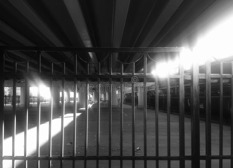 Fence Under the City Bridge Background Stock Photo - Image of ...