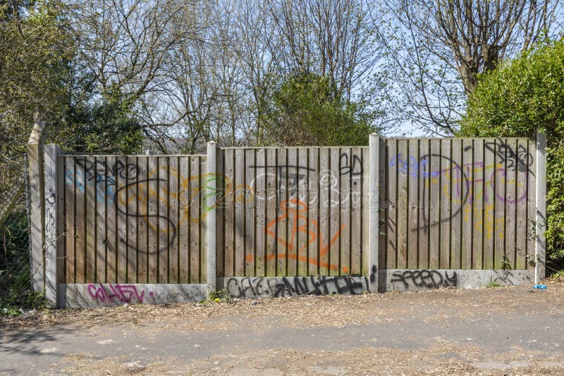 Spray Painted Graffiti Fence Stock Image - Image of urban, spray: 216821727