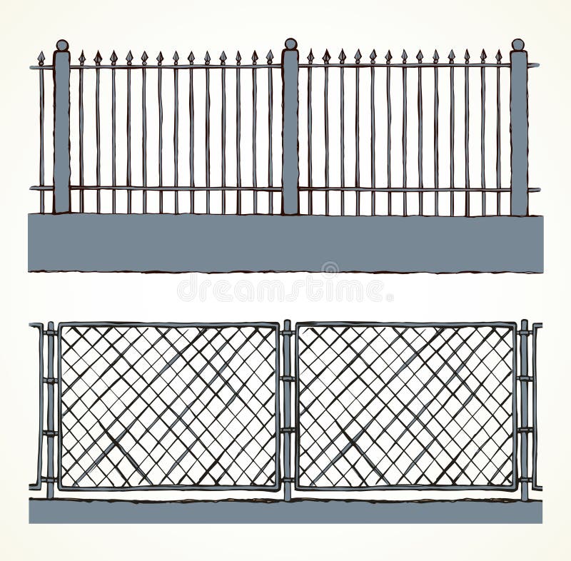 Fence. Vector drawing stock vector. Illustration of estate - 143044149