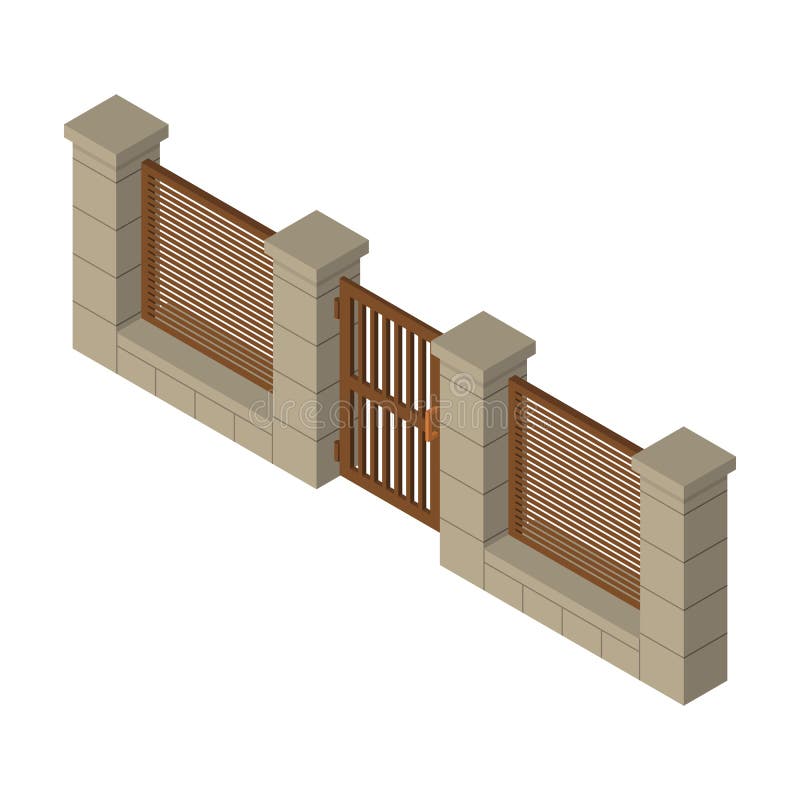 Fence Vector Icon. Isometric Vector Icon Isolated on White Background ...