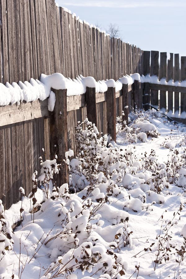 Fence in Winter stock image. Image of cold, fence, wood - 12364331