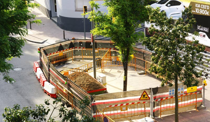 Fenced Enclosure Works on a Street Stock Photo - Image of city, cities ...