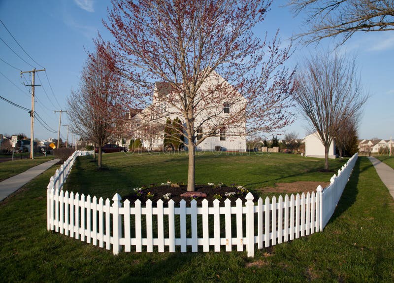 Fenced house stock photo. Image of american, fence, fenced - 39742200
