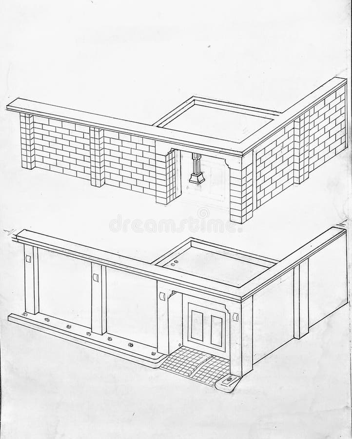 Fenced Wall with Gate Finished and Unfinished Designs Stock Photo ...