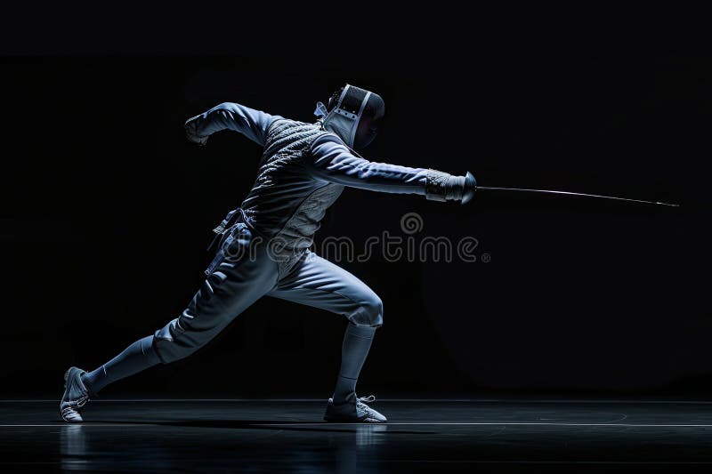 A Fencer on a Dark Background, the Concept of the Olympic Games Stock ...