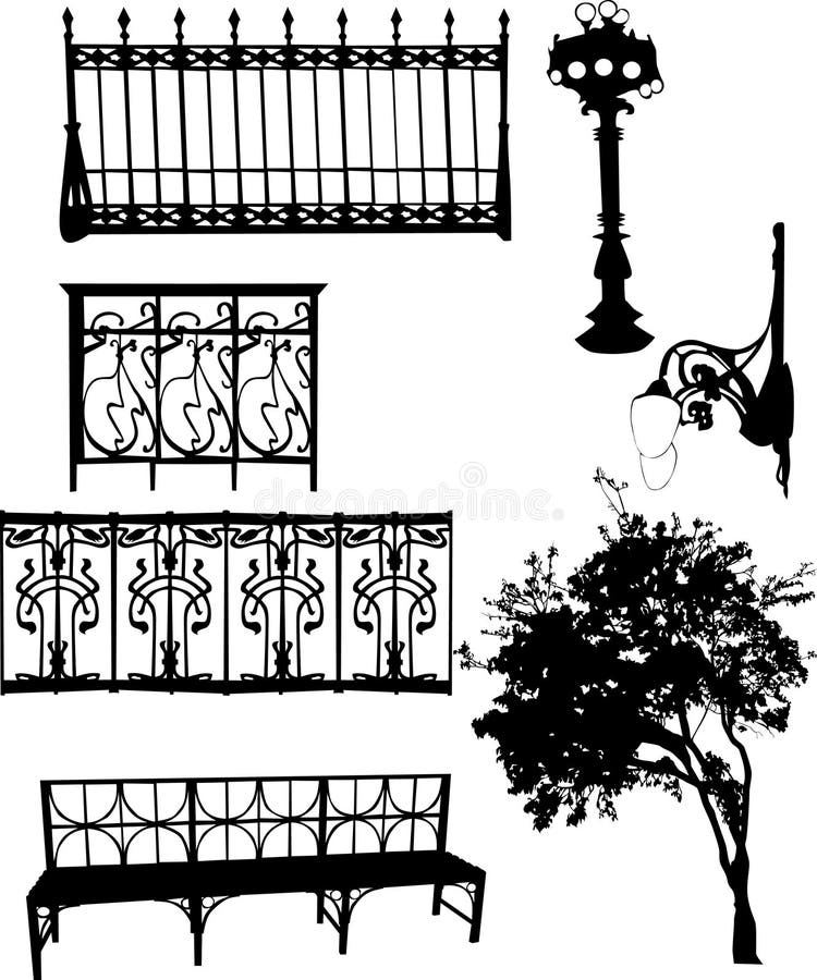 Antique garden fence stock vector. Illustration of elegance - 42266355
