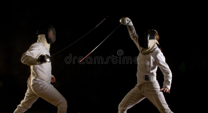 Fencing action stock image. Image of dramatic, white, athletes - 7945117