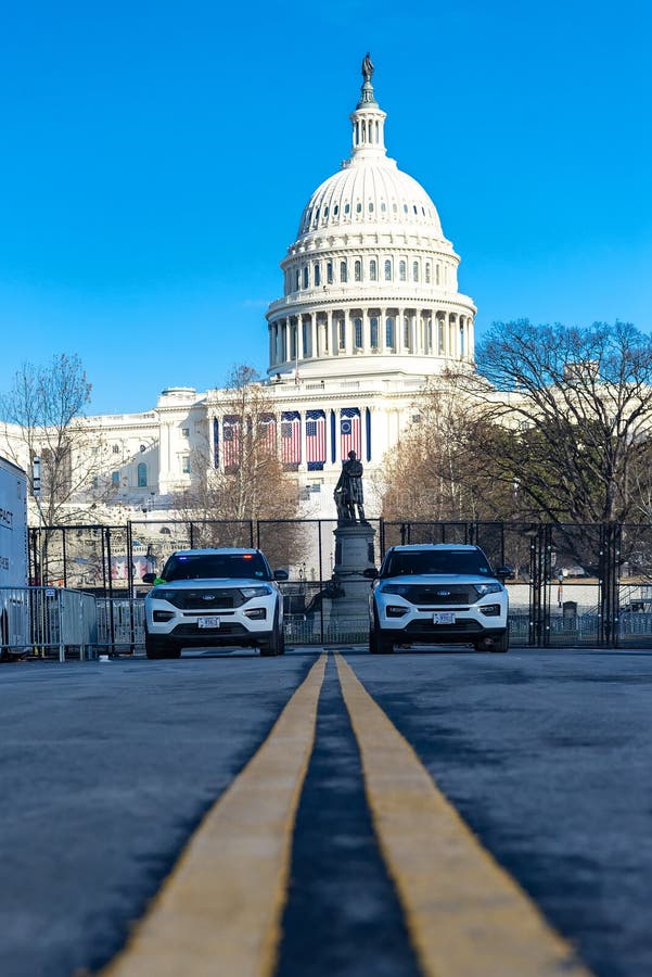 Fencing Around the US Capitol and Police Providing Security before the ...