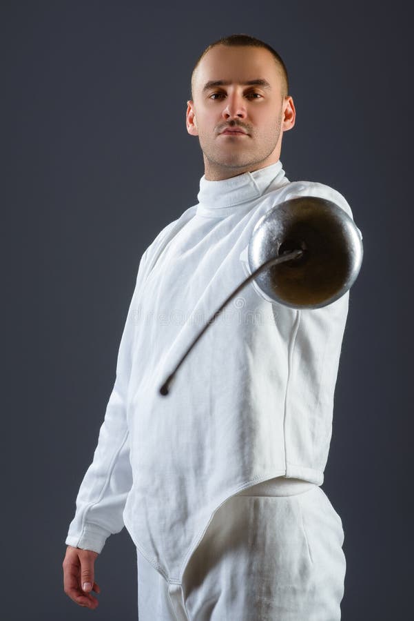 Fencing Athlete Wins the Competition Isolated in White Background Stock ...