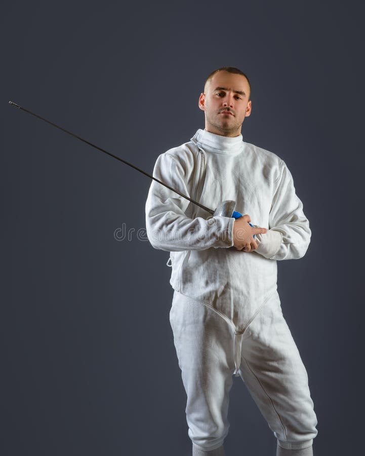 Fencing Athlete Wins the Competition Isolated in White Background Stock ...