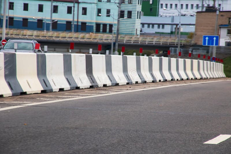 Fencing of Blocks on the Road Closeup Stock Image - Image of ...
