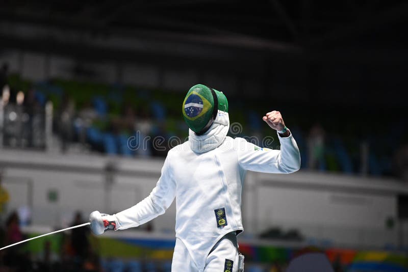 Fencing competition editorial stock photo. Image of brazil - 156657268