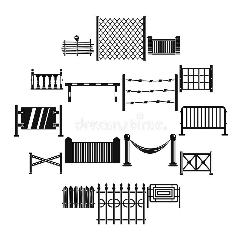 Fencing Icons Set, Simple Style Stock Vector - Illustration of ...