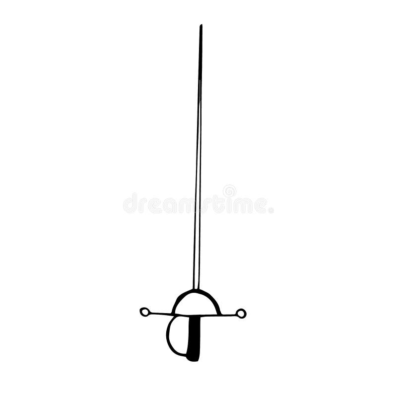 Fencing Rapier Vector Illustration, Hand Drawing Doodle Stock Vector ...