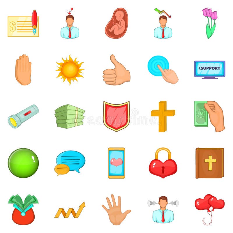 Fend Icons Set, Cartoon Style Stock Vector - Illustration of injury ...