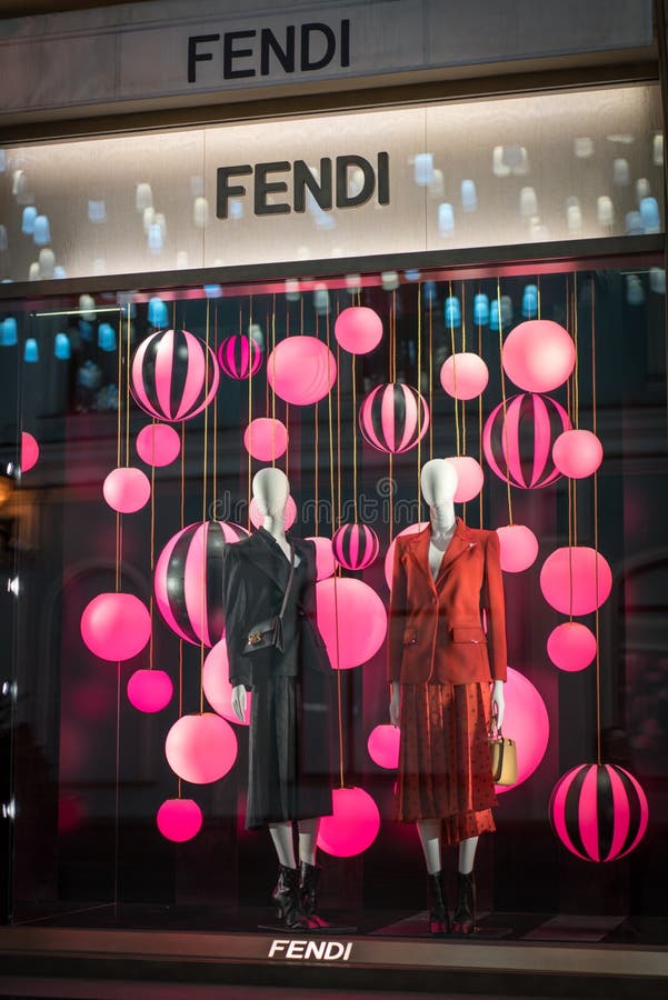 Fendi storefront at night. editorial stock image. Image of fashion ...