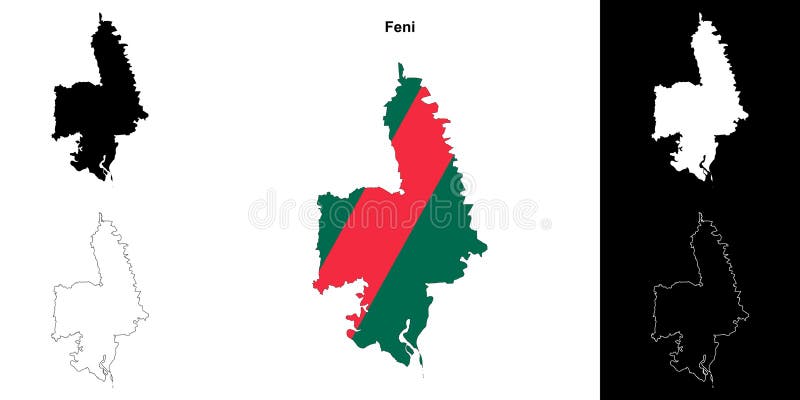 Feni outline map stock vector. Illustration of districts - 357723331