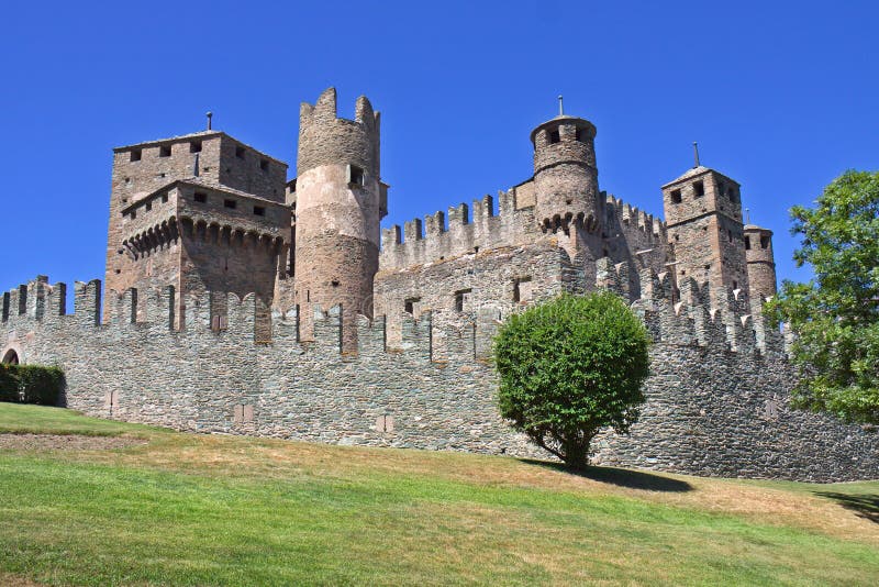 Fenis Castle - Aosta - Italy Stock Photo - Image of fortified ...